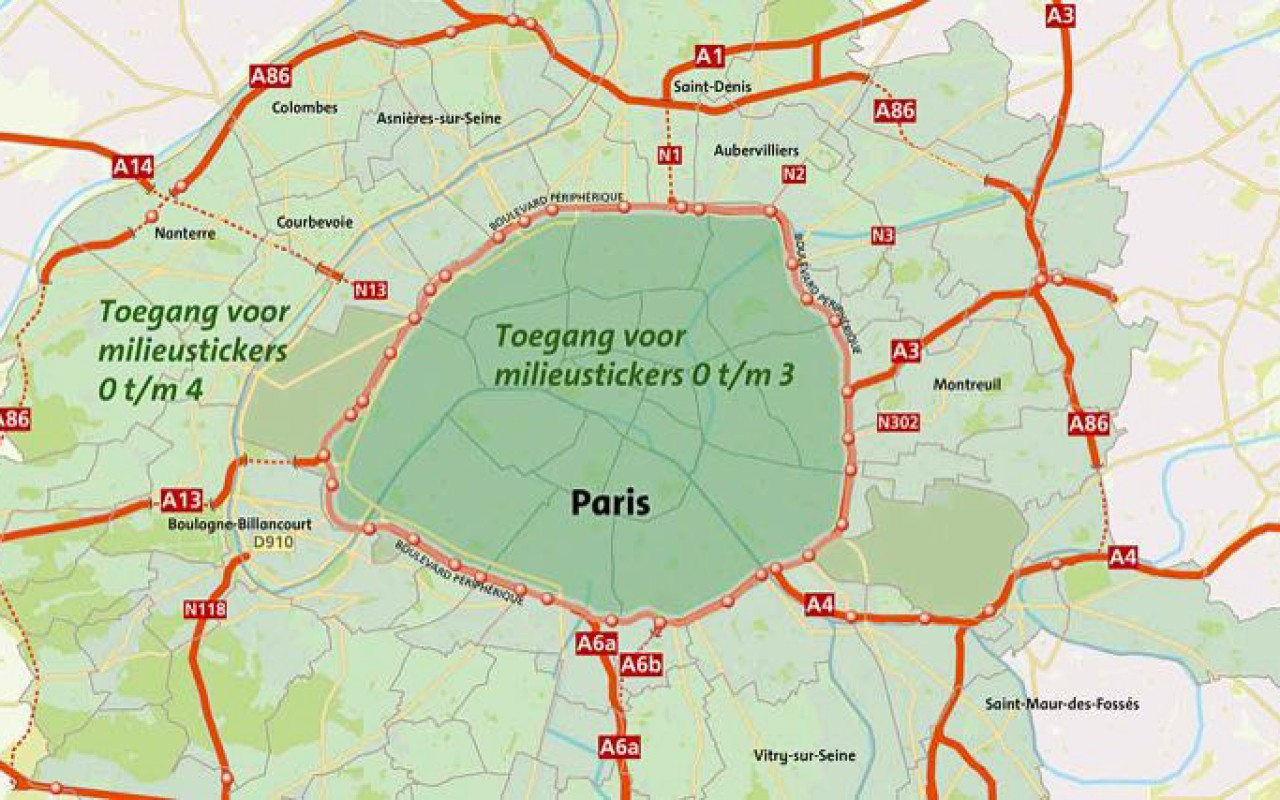 milieuzones Frankrijk met milieusticker toegankelijk